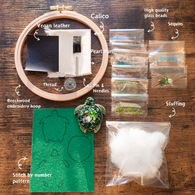 Adopt a Turtle Embroidery Kit for Beginners - The Crafty Heart