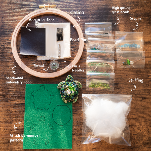 Adopt a Turtle Embroidery Kit for Beginners - The Crafty Heart
